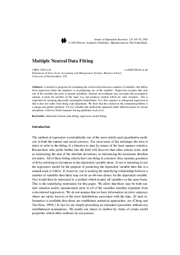 (PDF) Multiple Neutral Data Fitting