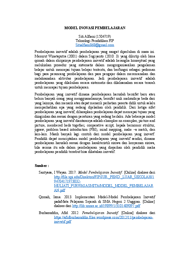 (DOC) MODEL INOVASI PEMBELAJARAN