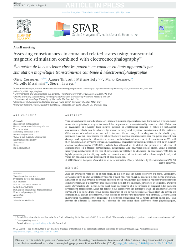 (PDF) Assessing consciousness in coma and related states using ...