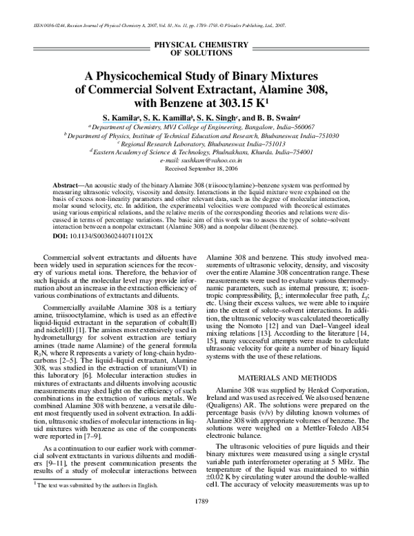 (PDF) A physicochemical study of binary mixtures of commercial solvent ...