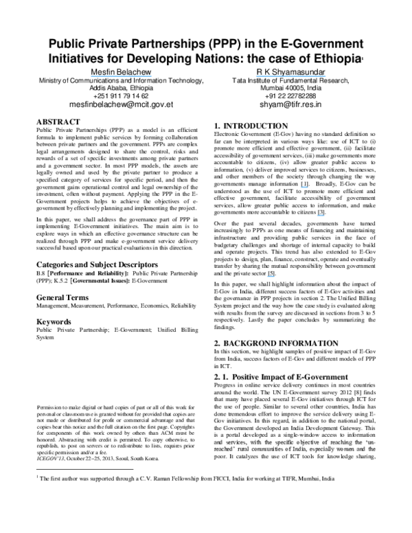 (PDF) Public private partnerships (PPP) in the e-government initiatives ...