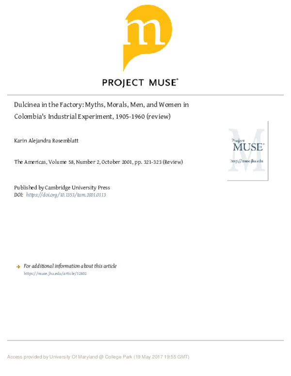 (PDF) Review of Anne Farnsworth-Alvear, Dulcinea in the Factory