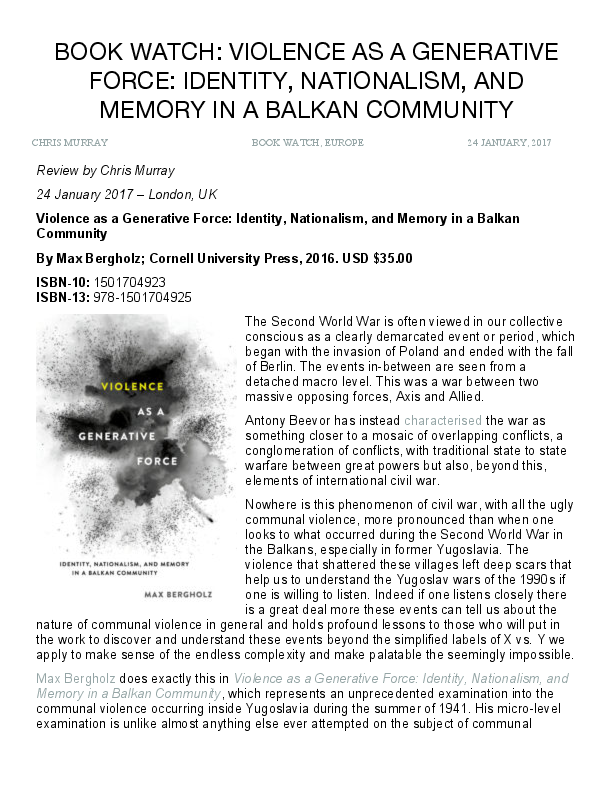 (PDF) Review: Violence as a Generative Force: Identity, Nationalism ...