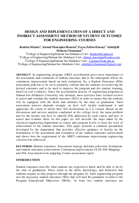(PDF) DESIGN AND IMPLEMENTATION OF A DIRECT AND INDIRECT ASSESSMENT ...