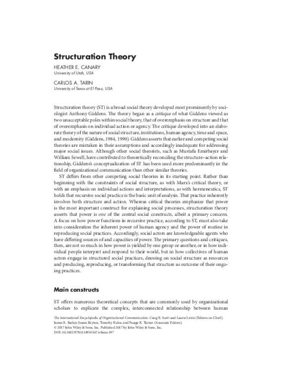 (PDF) Structuration Theory