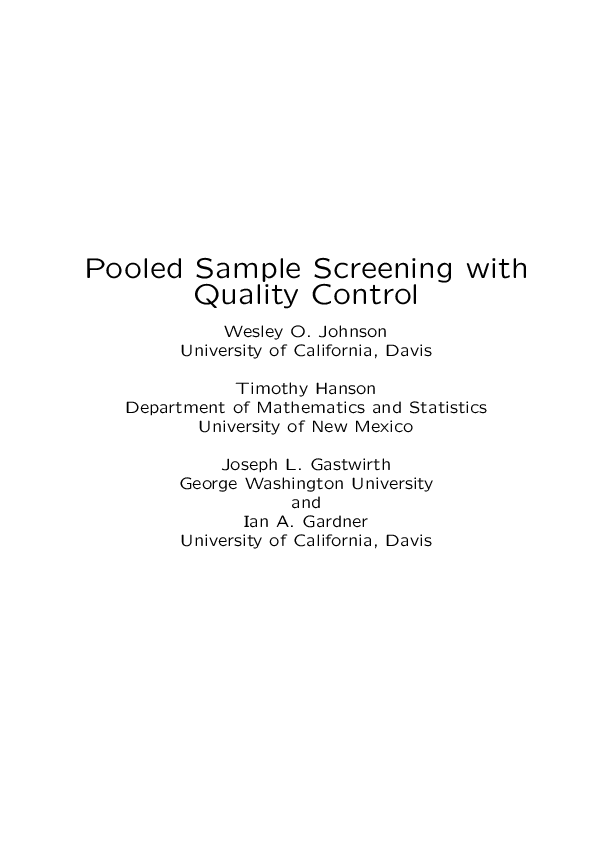 (PDF) Pooled Sample Screening with Quality Control