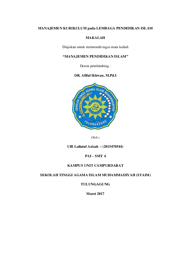 Pdf Manajemen Kurikulum Pendidikan Islam Pdf