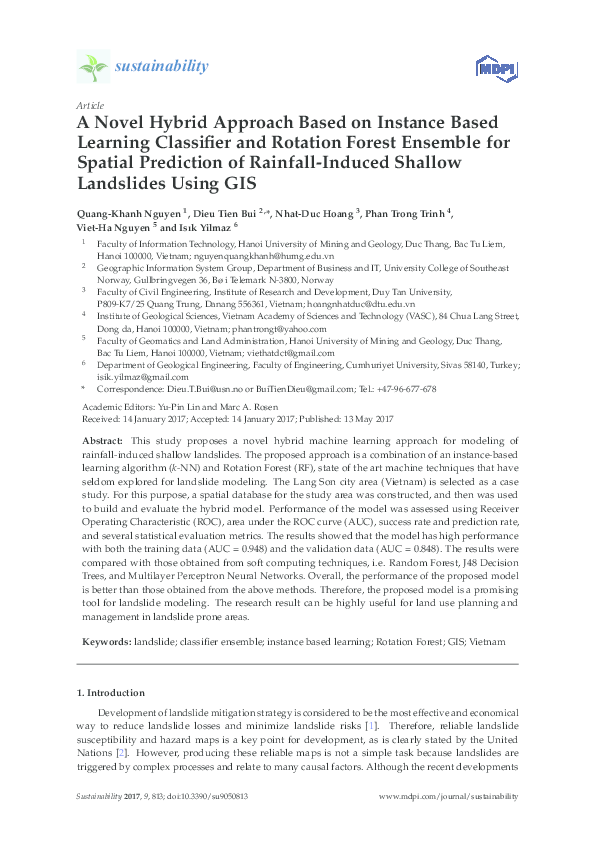 Pdf A Novel Hybrid Approach Based On Instance Based Learning Classifier And Rotation Forest