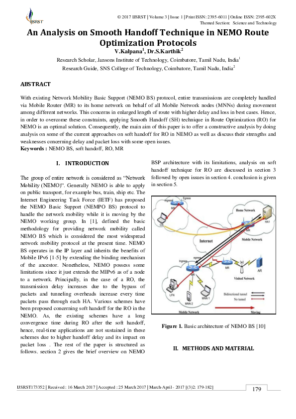 (PDF) An Analysis on Smooth Handoff Technique in NEMO Route Optimization Protocols