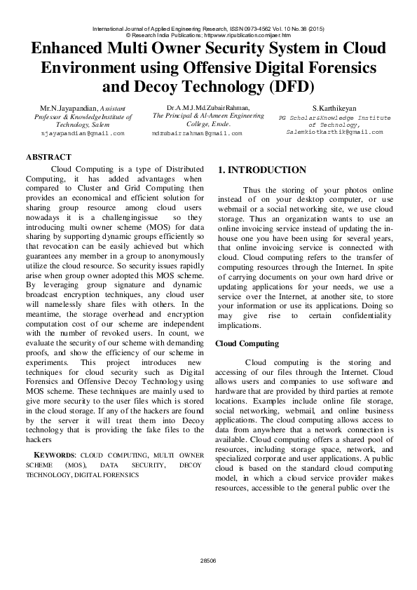 (PDF) Enhanced Multi Owner Security System in Cloud Environment using ...