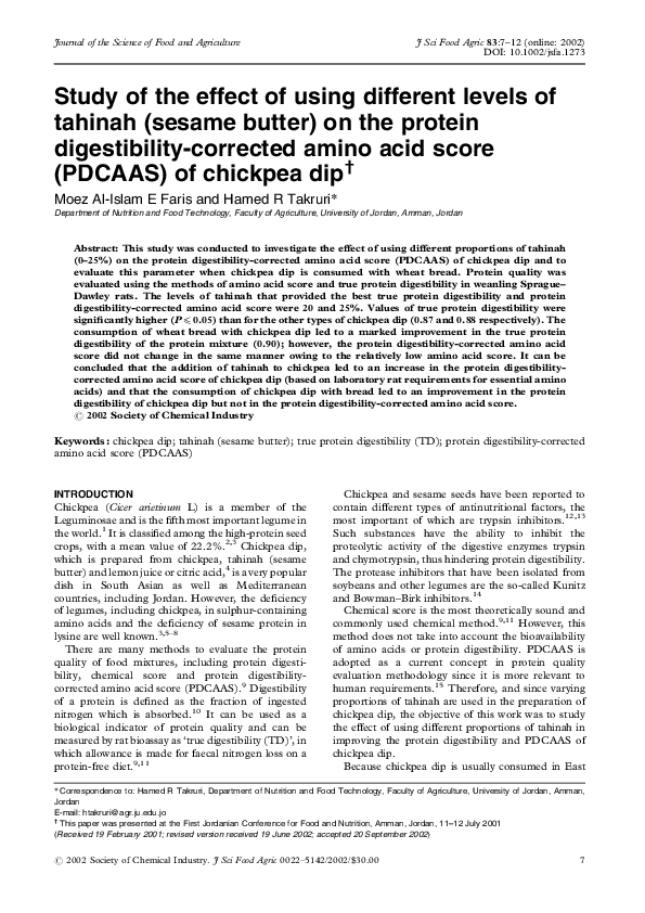 (PDF) Study of the effect of using different levels of tahinah (sesame ...