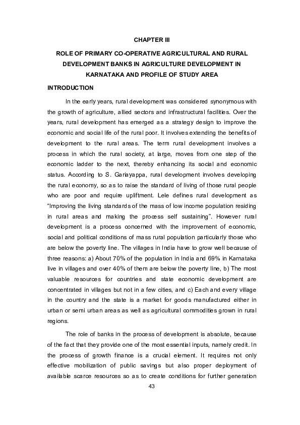 (PDF) CHAPTER III ROLE OF PRIMARY CO-OPERATIVE AGRICULTURAL AND RURAL ...