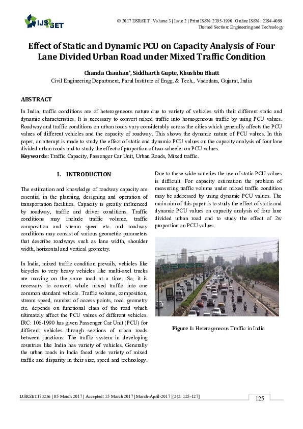 (PDF) Effect of Static and Dynamic PCU on Capacity Analysis of Four Lane Divided Urban Road ...