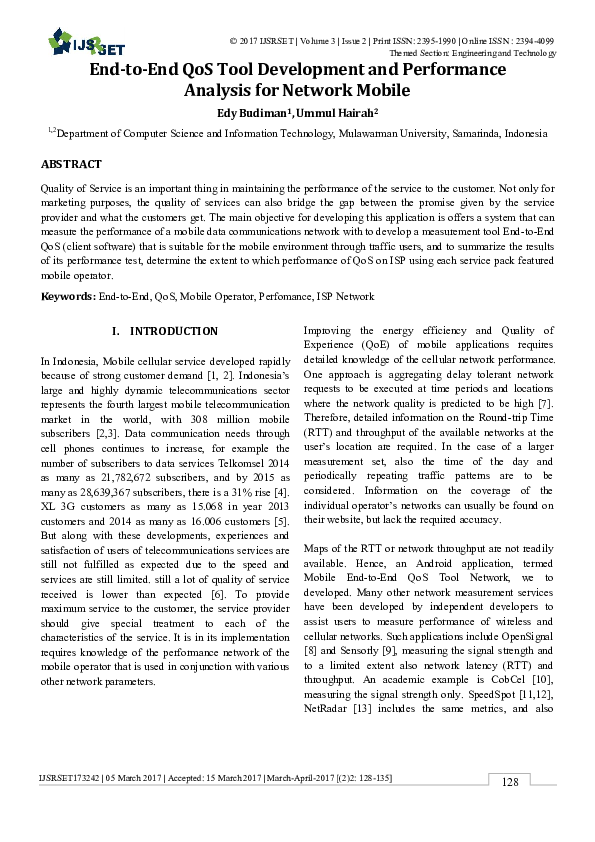 Pdf End To End Qos Tool Development And Performance Analysis For Network Mobile