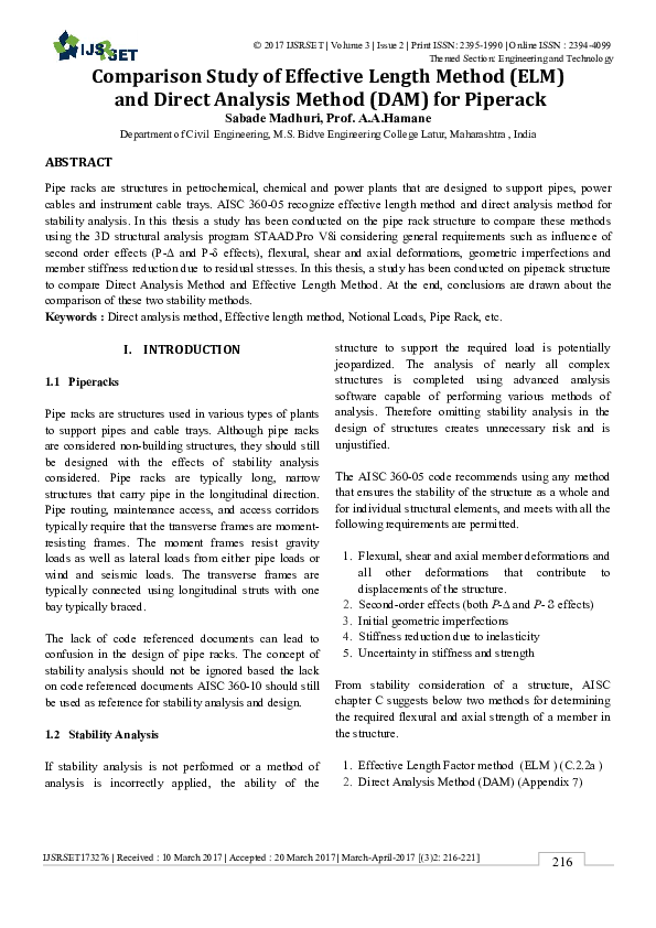(PDF) Comparison Study of Effective Length Method (ELM) and Direct ...