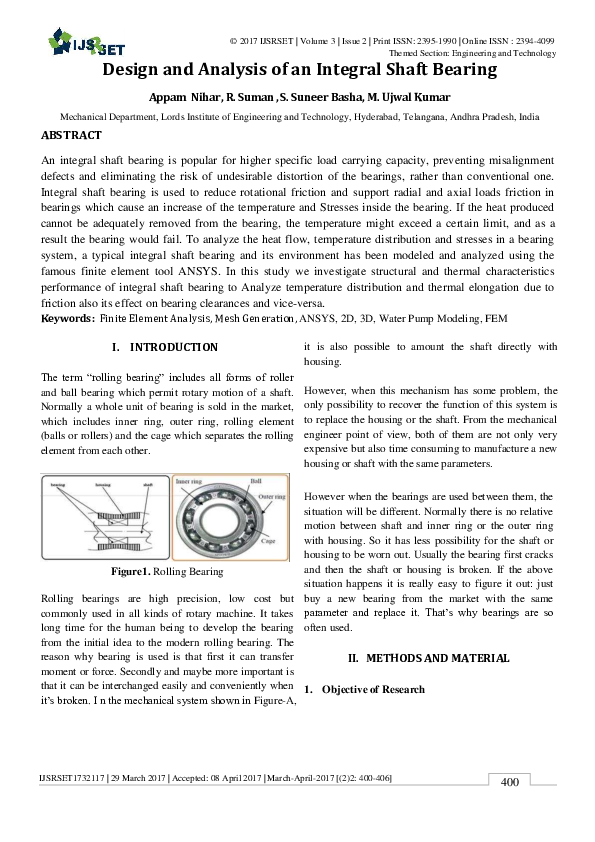 (PDF) Design and Analysis of an Integral Shaft Bearing