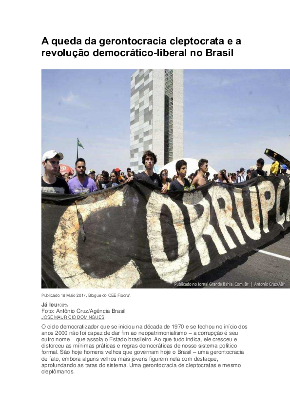 (PDF) Estudos de conjuntura 17, "A queda da gerontocracia cleptocrata e ...