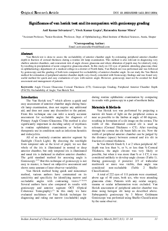 (PDF) Significance of van herick test and its comparison with ...