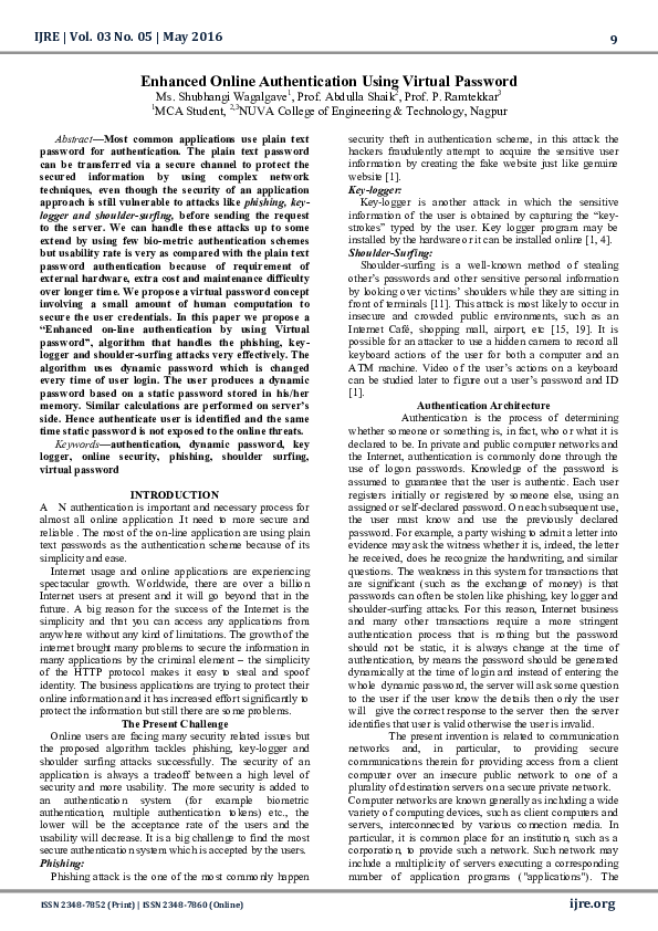 (PDF) Enhanced Online Authentication Using Virtual Password | IJRE ORG - Academia.edu