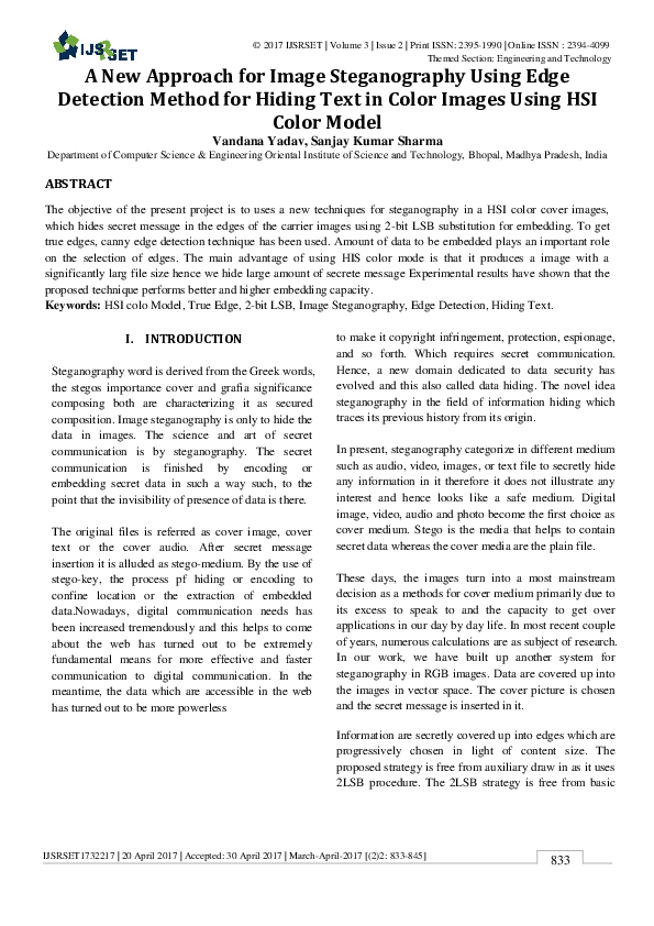 Pdf A New Approach For Image Steganography Using Edge Detection Method For Hiding Text In