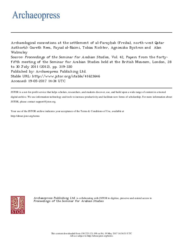 (PDF) Proceedings of the Seminar for Arabian Studies Archaeological ...