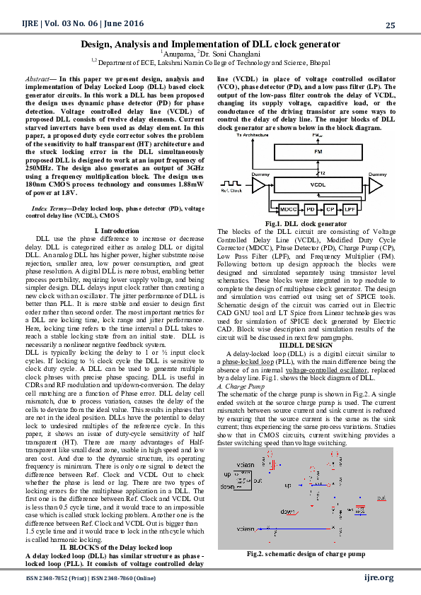 Pdf Design Analysis And Implementation Of Dll Clock Generator