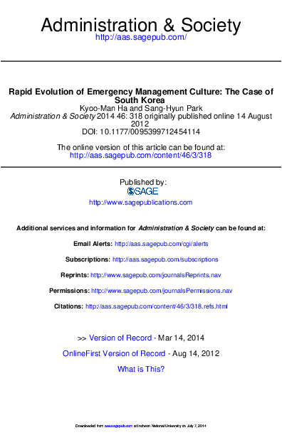 (PDF) Rapid Evolution of Emergency Management Culture: The Case of