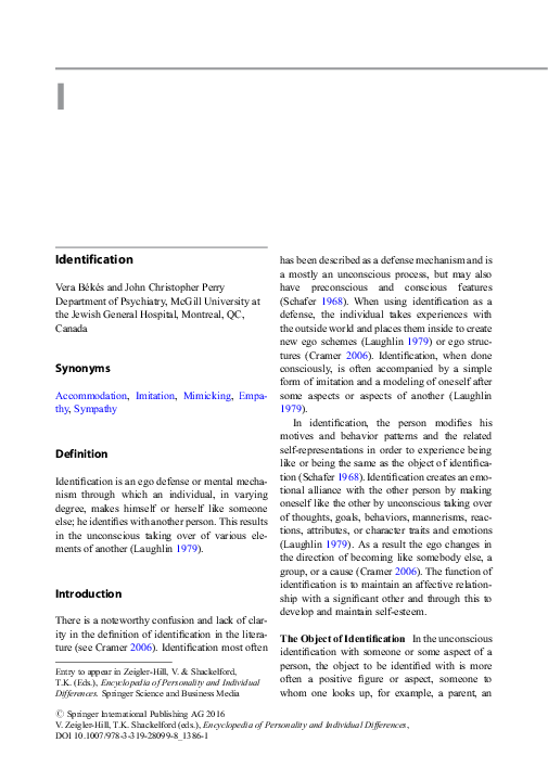 (PDF) Identification (Defense mechanism)