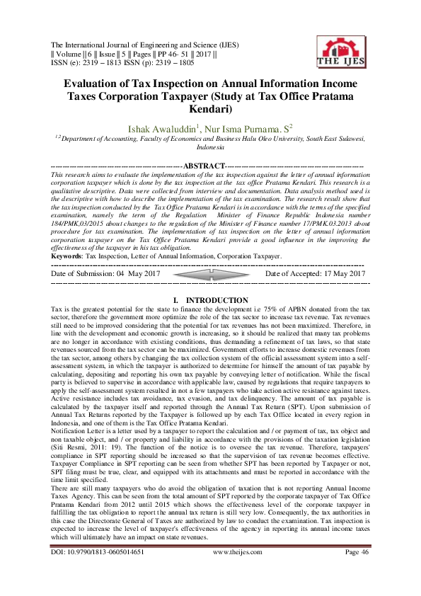 (PDF) Evaluation of Tax Inspection on Annual Information Income Taxes ...