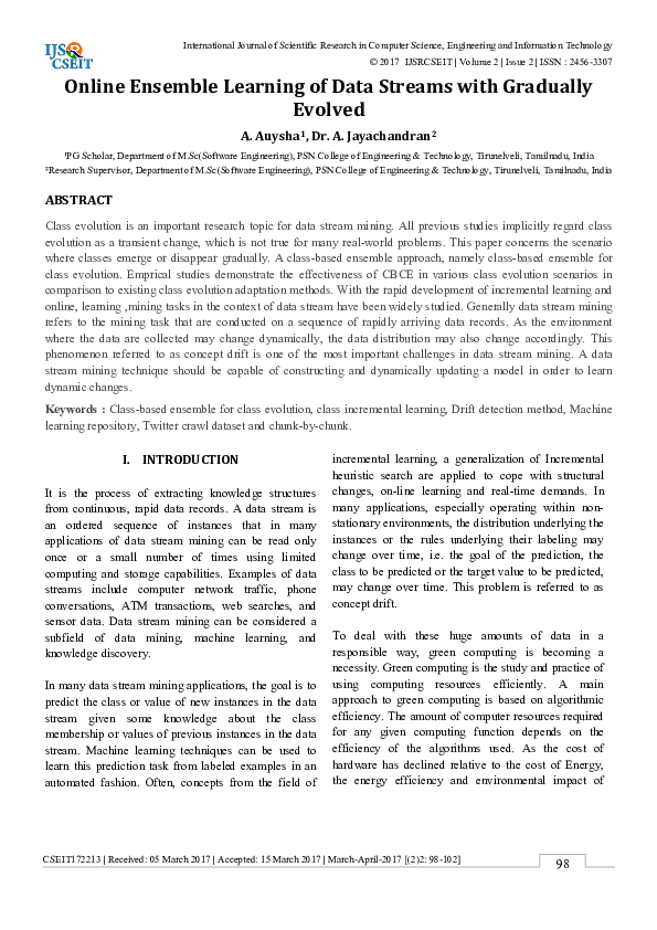 Pdf Online Ensemble Learning Of Data Streams With Gradually Evolved