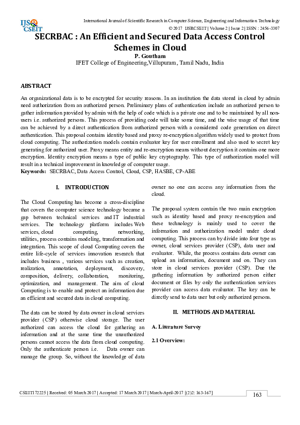 Pdf Secrbac An Efficient And Secured Data Access Control Schemes In