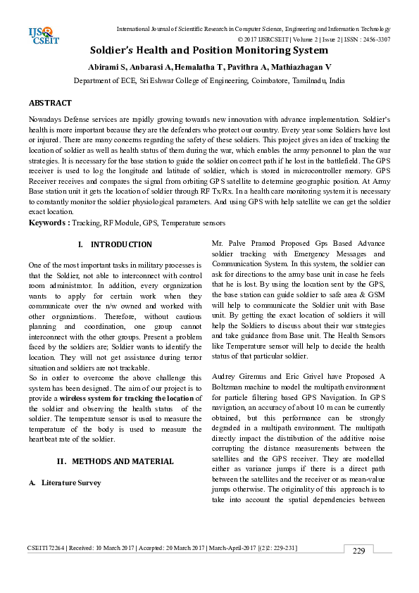 (PDF) Soldiers Health and Position Monitoring System