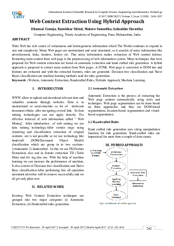 Pdf Web Content Extraction Using Hybrid Approach