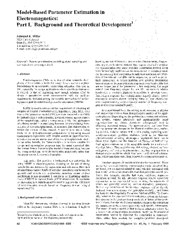 (PDF) MBPE-Model-Based Parameter Estimation in Electromagnetics: Part I ...