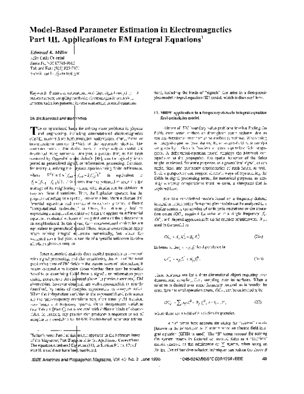 Pdf Mbpe Model Based Parameter Estimation In Electromagnetics Part Iii Aplblications To Em