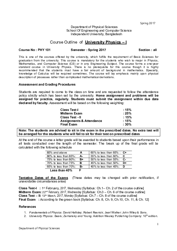 (PDF) Phy101 outline