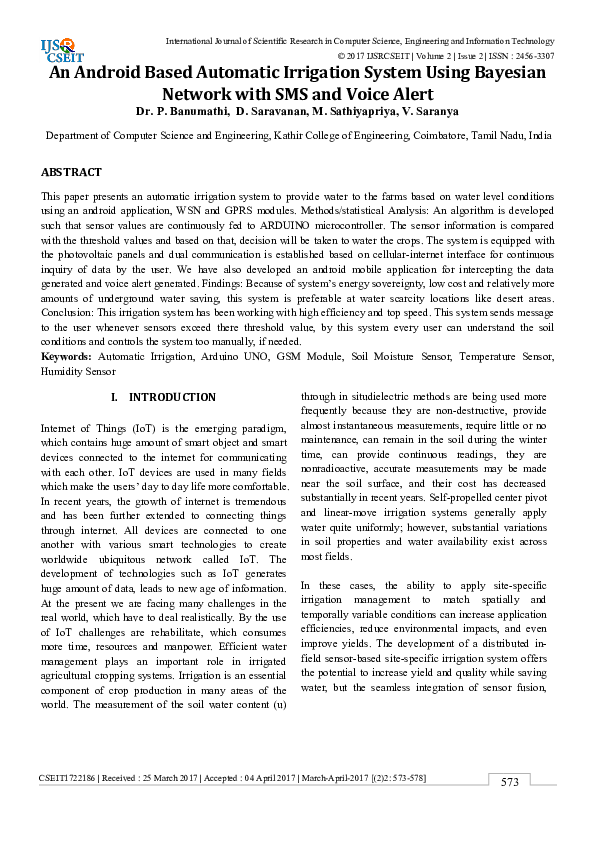 Pdf An Android Based Automatic Irrigation System Using Bayesian