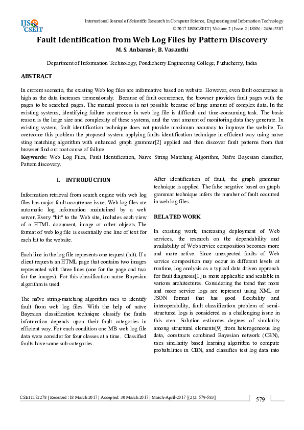 (PDF) Fault Identification from Web Log Files by Pattern Discovery