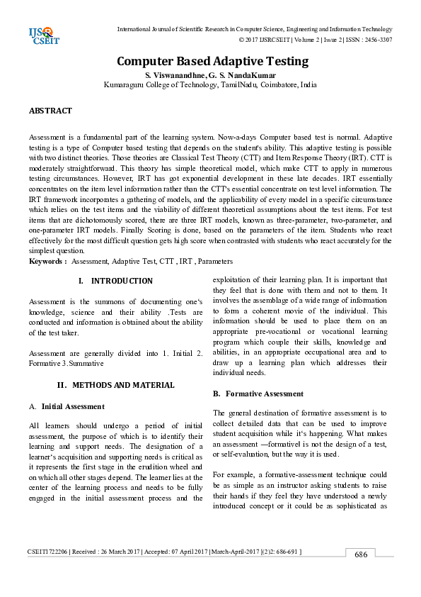 (PDF) Computer Based Adaptive Testing | International Journal of ...