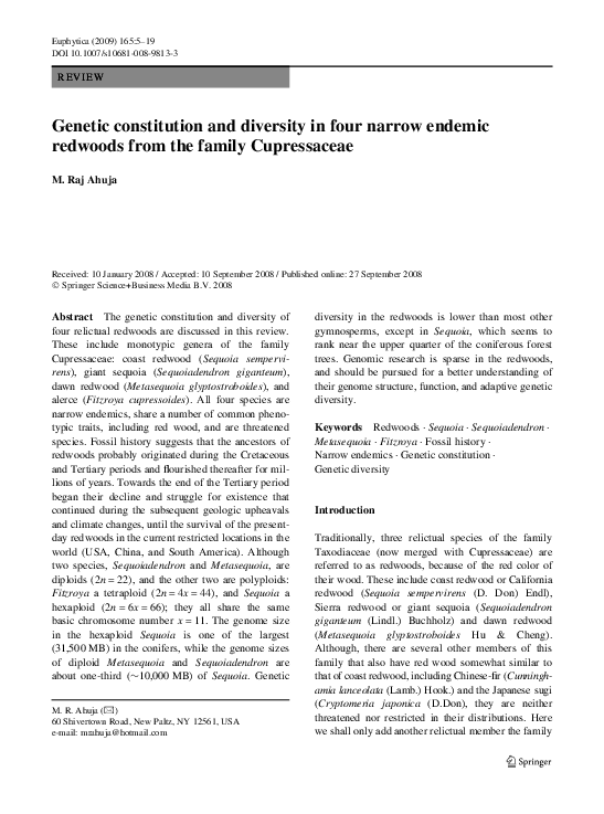 (PDF) Genetic constitution and diversity in four narrow endemic ...