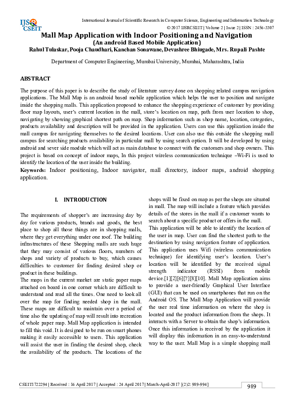 (PDF) Mall Map Application with Indoor Positioning and Navigation