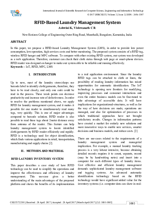 (PDF) RFID-Based Laundry Management System