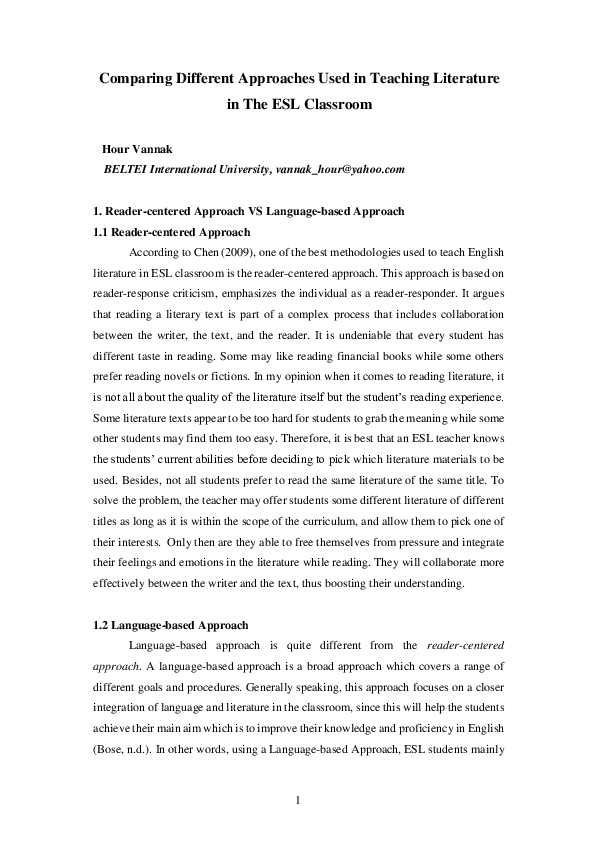 (PDF) Comparing Different Approaches Used in Teaching Literature in The ...