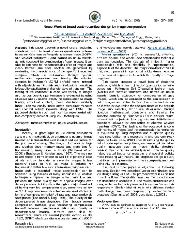 Pdf Neuro Wavelet Based Vector Quantizer Design For Image Compression
