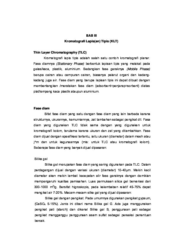 (PDF) BAB III Kromatografi Lapis(an) Tipis (KLT