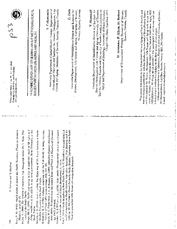 (PDF) Teaching Graduate Students About Methodological Issues in ...