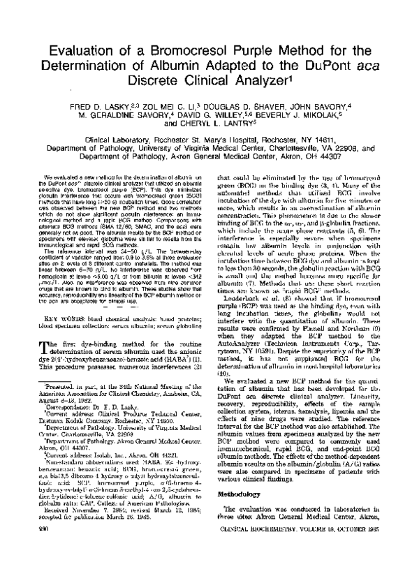 (PDF) Evaluation of a bromocresol purple method for the determination ...