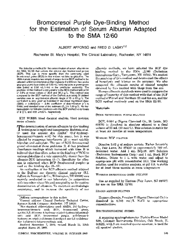 (PDF) Bromocresol purple dye-binding method for the estimation of serum ...