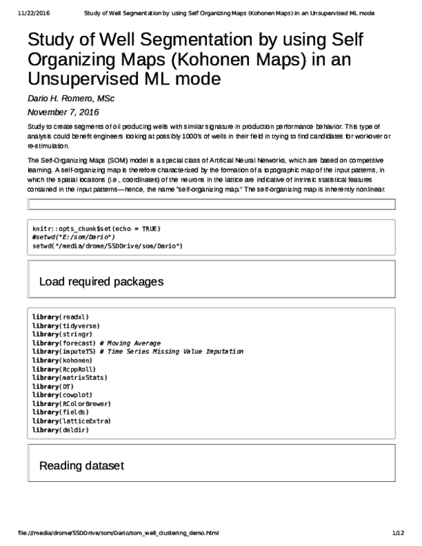 (PDF) Study of Well Segmentation by using Self Organizing Maps (Kohonen Maps) in an Unsupervised ...