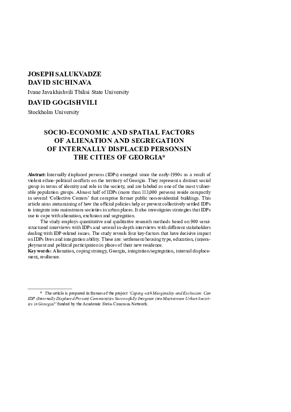 (PDF) SOCIO-ECONOMIC AND SPATIAL FACTORS OF ALIENATION AND SEGREGATION ...